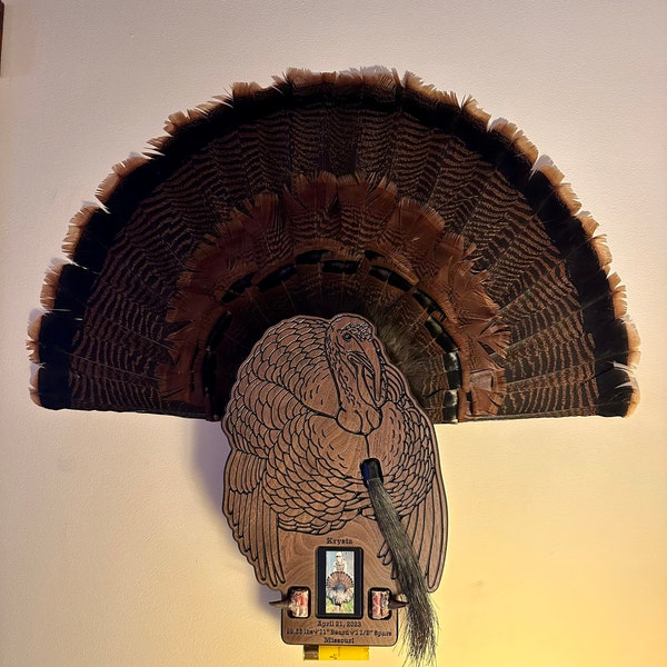 Custom Turkey Plaque Tail Mount, Personalized, Unique Fan, Beard, and ...
