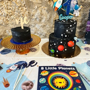 Topper de pastel espacial, fiesta de cumpleaños espacial, decoración de ...