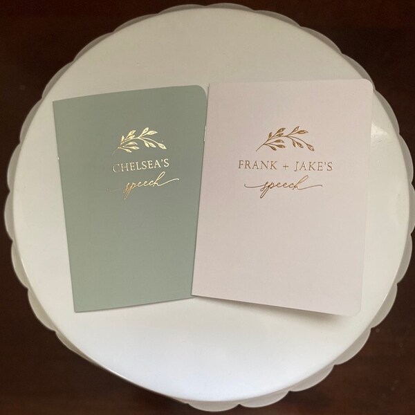 Foiled Wedding Speech Booklets, Set of 2, Personalized Keepsake - Etsy