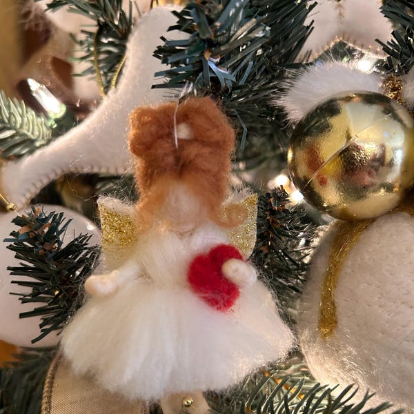 Green Fairy Wool Figure - Forest Fairy Ornament - Needle Felted Fairy ...