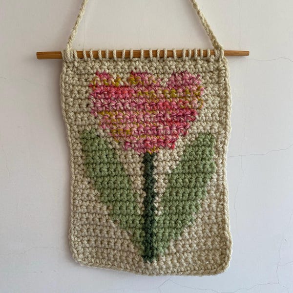 Tiny Tulip Flower Crochet Tapestry PATTERN (PDF), DIY Floral Wall ...