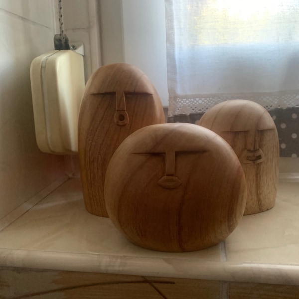 Funny Face, Funny Wood Meme, Wood Face Figurine, Wood Carving, Table ...
