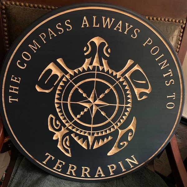 The Compass Always Points to Terrapin Sign, Carved Signs, Grateful Dead ...
