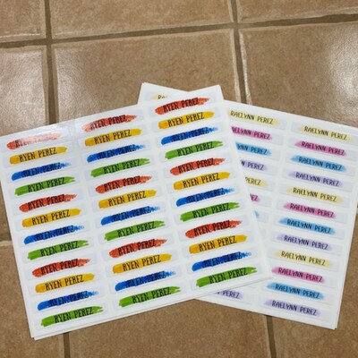 72 Skinny School Supply Labels Dishwasher Safe Waterproof Labels ...