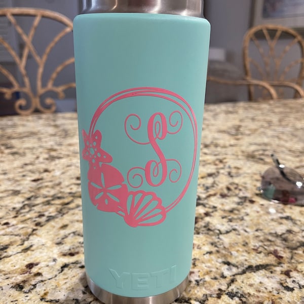 Beach Theme Initial Vinyl Decal: Car/cup Decal - Etsy