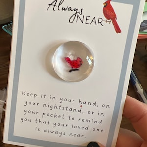 Cardinal Always Near Glass Gem, Pocket Token, Angelversary, Remembrance ...