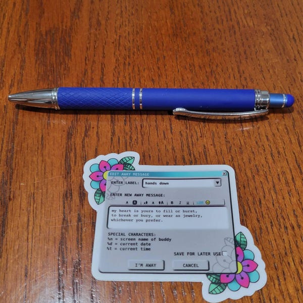 Classic Gray Aol Aim Away Message, Emo Elder Pop Punk Vinyl Sticker ...