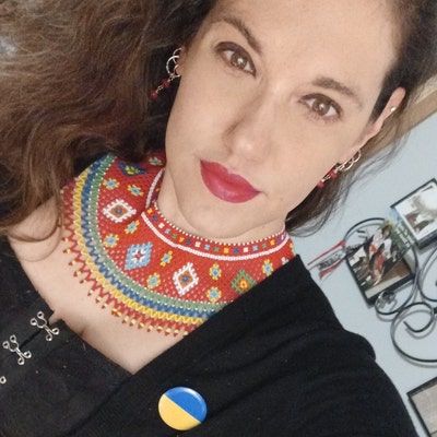 White Ukraine Necklace Hutsul Brass Cross Necklace Zgarda - Etsy