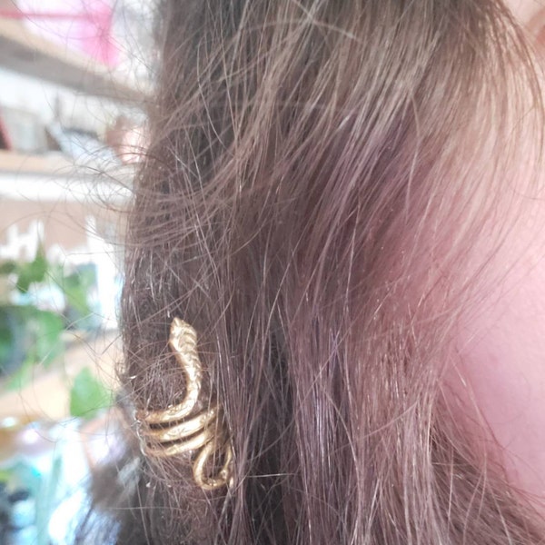Snake Dread Bead, Brass Spiral Dread Ring, Dreadlock Jewelry, Gold Hair ...