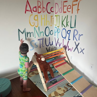 Rainbow Uppercase Letters Fabric Wall Decal Color Story Mej Mej - Etsy