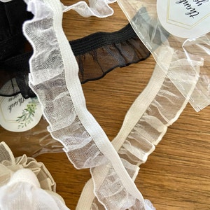 Double Ruffle Elastic Organza Trim White 1 Inch 25mm by | Etsy