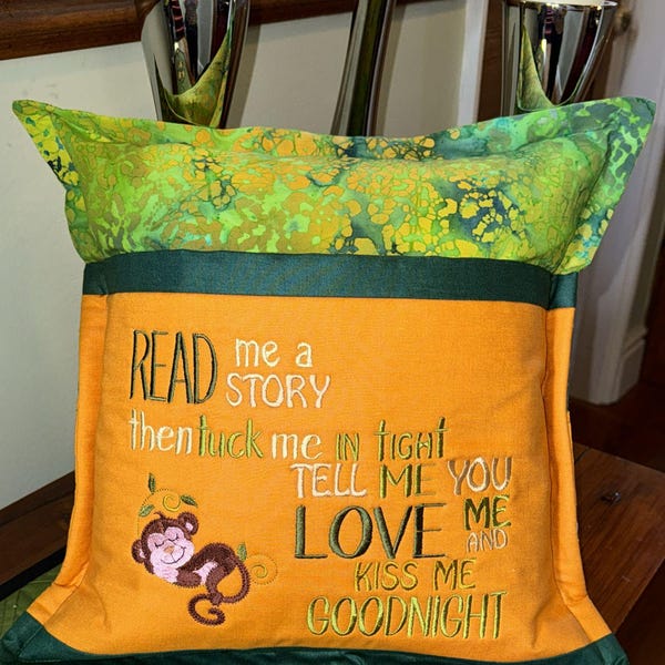 Reading Pillow Embroidery Design Read Me a Story Embroidery Design Tuck ...
