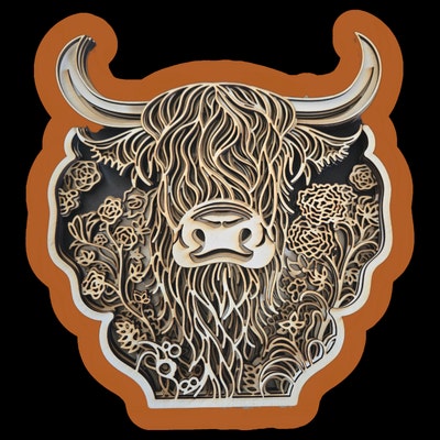 Multilayer Highland Cow Laser Cut File Layered Highland Cow Layered ...