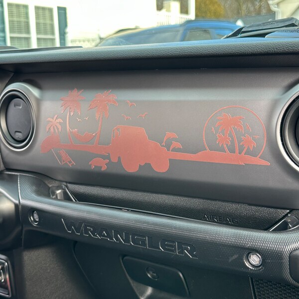 Custom Beach Wrangler/gladiator Dashboard Glove Box Vinyl Decal Sticker ...