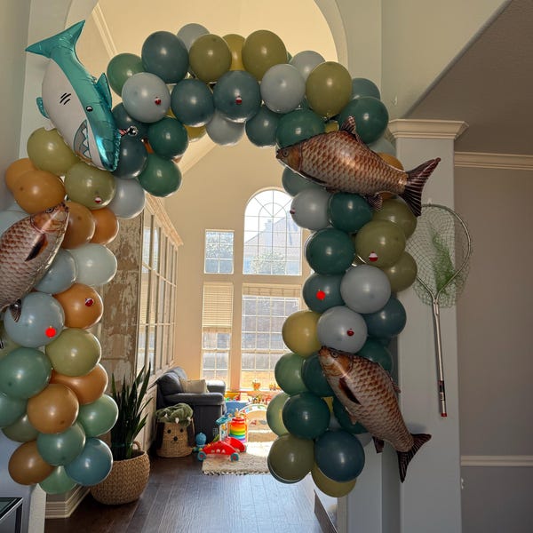 Fishing Balloon Garland Fishing 1st First Birthday Party Decorations ...