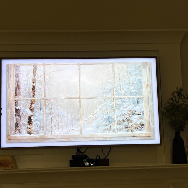 Snowy Window Christmas Frame TV Art Christmas Forest Wall Art Landscape ...