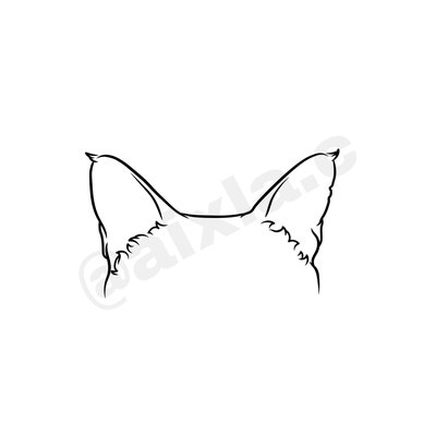 German Shepherd Ear Outline, Custom Line Drawing DIGITAL, Minimalist ...