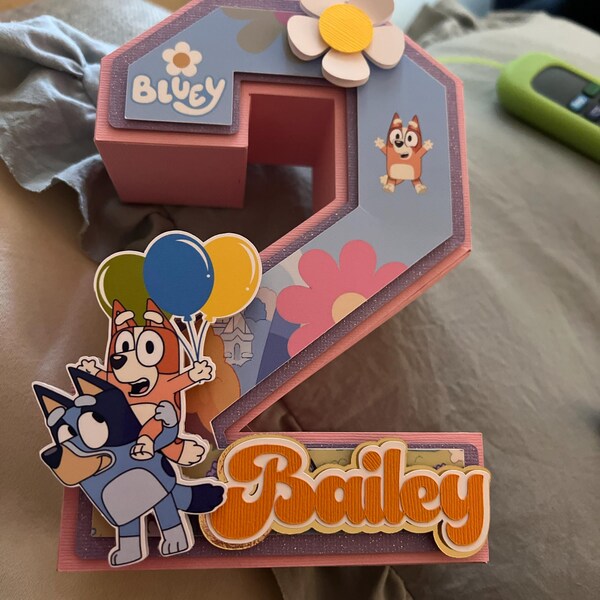 3D NUMBER BLUEY INSPIRED Birthday Party Decorations("7 Inches Height ...