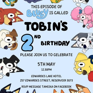 Bluey Digital Birthday Invitation Bluey Party Kids Invite Digital ...