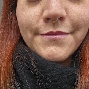 14K Solid Gold Moss Agate Rook Eyebrow Earring 3 Marquise Flower Curved ...