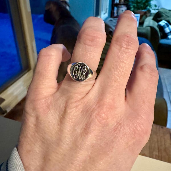 Monogram Signet Ring in Solid Sterling Silver • Custom Minimalist ...