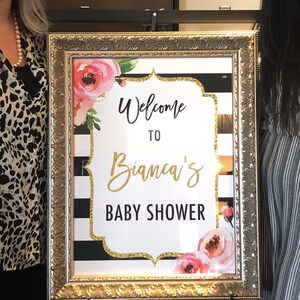 Kate Bridal Shower Welcome Sign, Spade Inspired Sign, Black and White ...