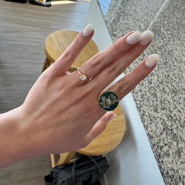 Wild Carrot Ring, Dried Flower Ring, Women Jewelry, Gold Ring, Handmade ...