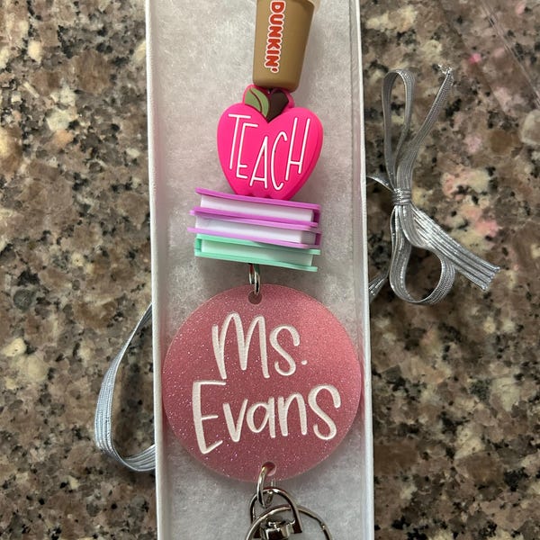 Personalized Teacher Lanyard, 3 Focal Acrylic Lanyard, Engraved Teacher ...