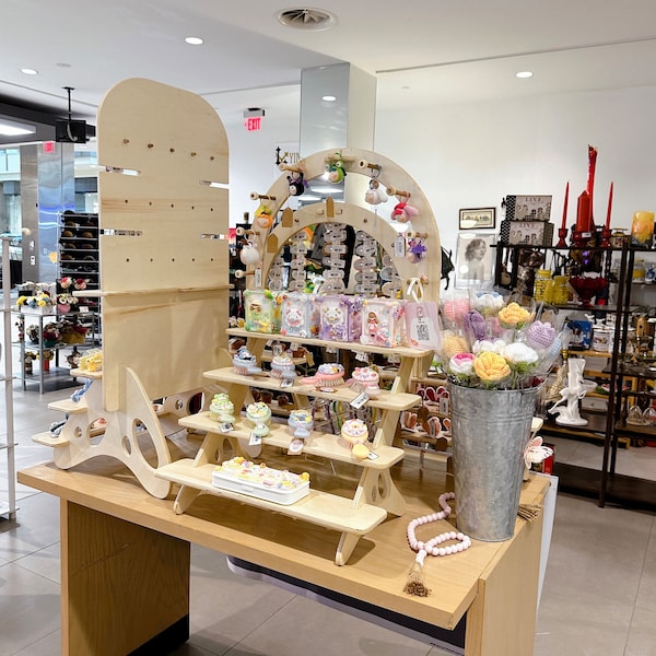 Pebble Step Rainbow, Wooden Shelf, Tiered Display, Retail Display ...