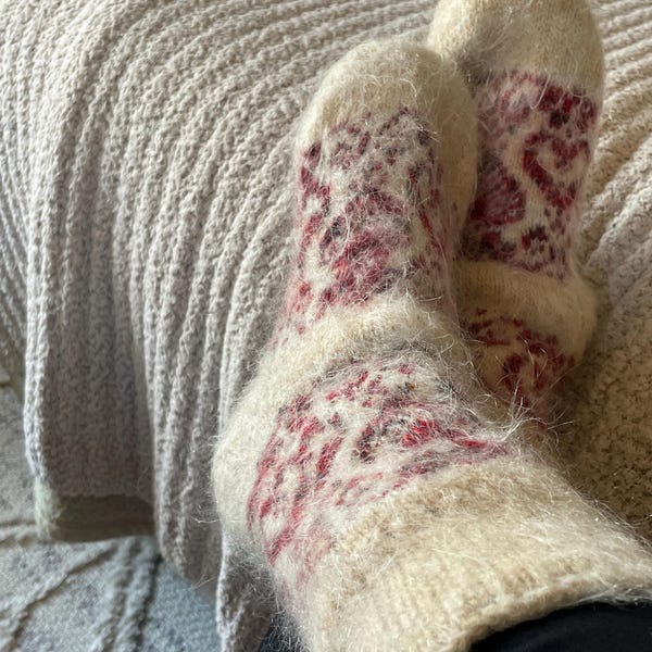 Natural Goat Wool Knee-high Socks, Knitted Warm Boot Socks, Fuzzy Comfy ...