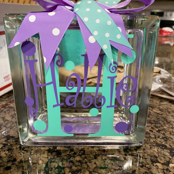 Girls Customized/personalized Glass Block Money Bank/piggy Bank (6-inch ...