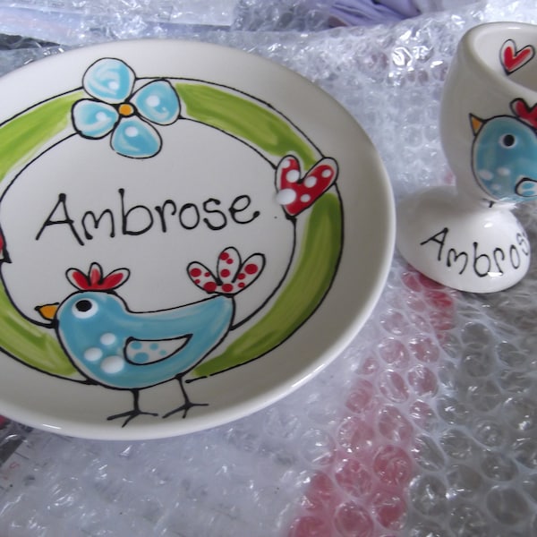 Personalised Hand Painted Ceramic Dog or Cat Bowl With Flowers , Small ...