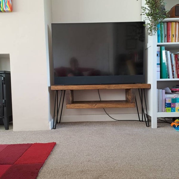 Handmade Rustic Pine TV Stand With Hairpin Legs - Etsy UK