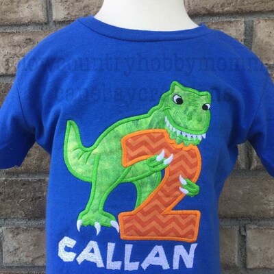 T-rex Dinosaur Birthday Numbers Set 1-6 Applique Machine Embroidery ...