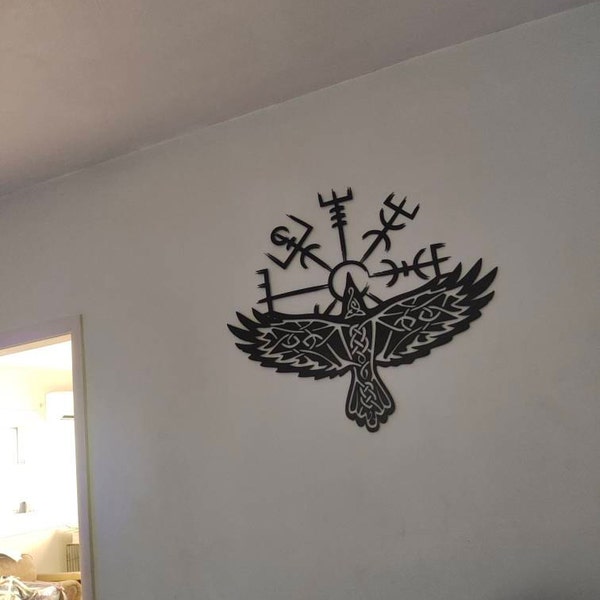 Nordic Raven Metal Viking Wall Art Decor, Viking Symbol Metal Wall Art ...