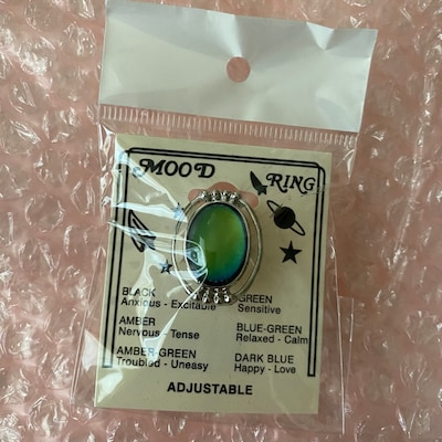 Classic 90s Deadstock in the Mood Ring Adjustable / Silver / Oval - Etsy