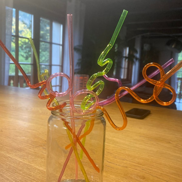 Reusable Silly Straw, Colorful Straw, Rainbow Colored Straw, Wacky ...
