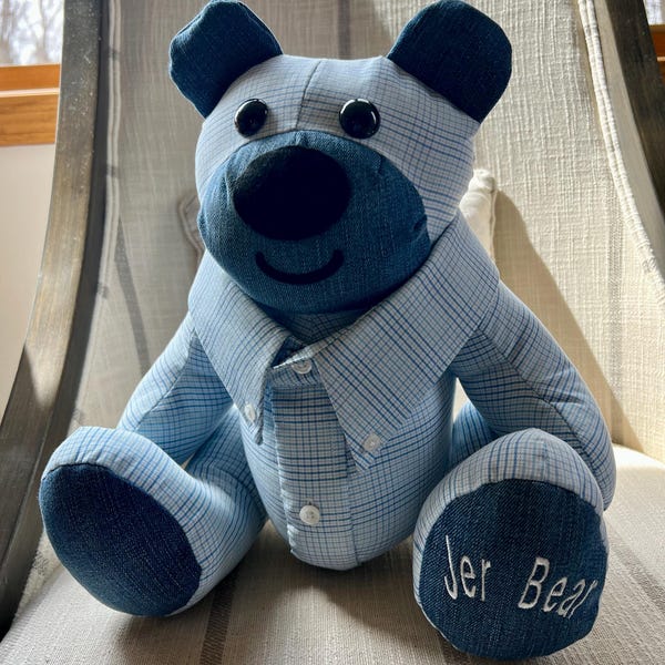 Memory Bear, Betsy Bear, Bear Made From Clothing, Handmade Memory Bear, Custom Memory Bear ...