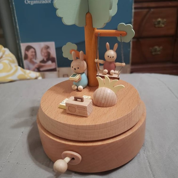 Personalized Wooden Bunny Music Box, Engraved Baby Shower Gift - Etsy