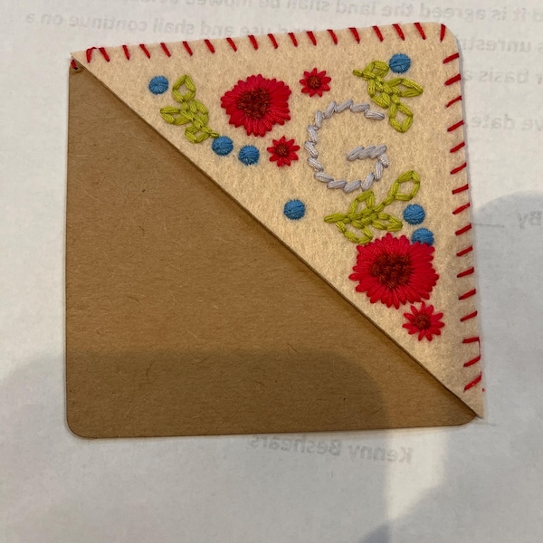 Personalized Hand Embroidered Corner Bookmark Summer and Winter Set of ...