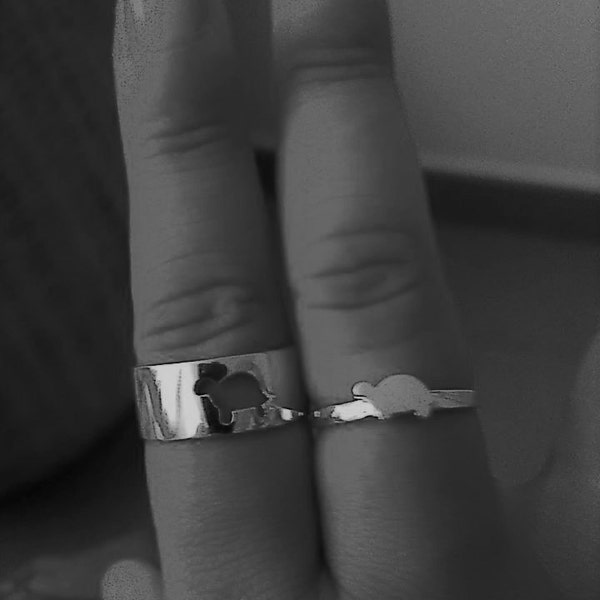 Turtle Dinosaur Promise Ring for Couples - Turtle Jewelry, Matching His ...