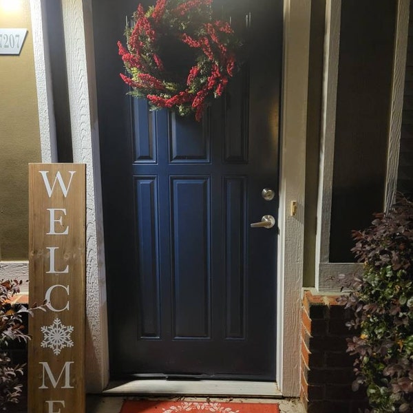 Christmas Welcome Sign - Winter Porch Decor - Let It Snow Sign ...