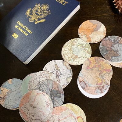 World Map Stickers Set of 46 Map Labels, Junk Journal Paper Ephemera ...