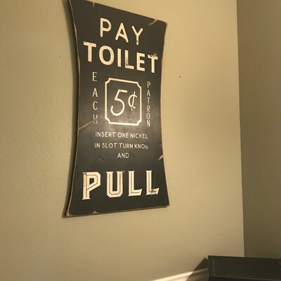Pay Toilet 5 Cents Bathroom Decor Sign Farmhouse Style Wood Sign Fresh ...