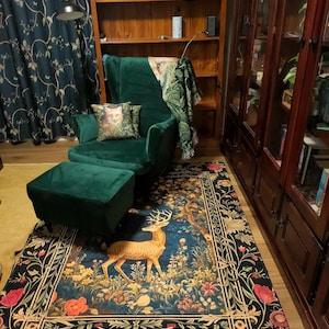 Mystical Deer Area Rug Cottagecore Room Decor William Morris Inspired ...