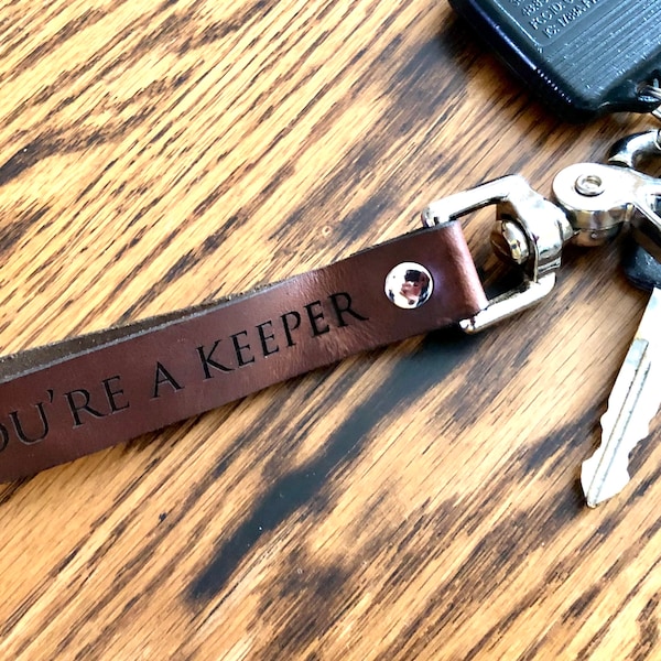 Custom Leather Keychain, Personalized Leather Engraved Key Fob ...