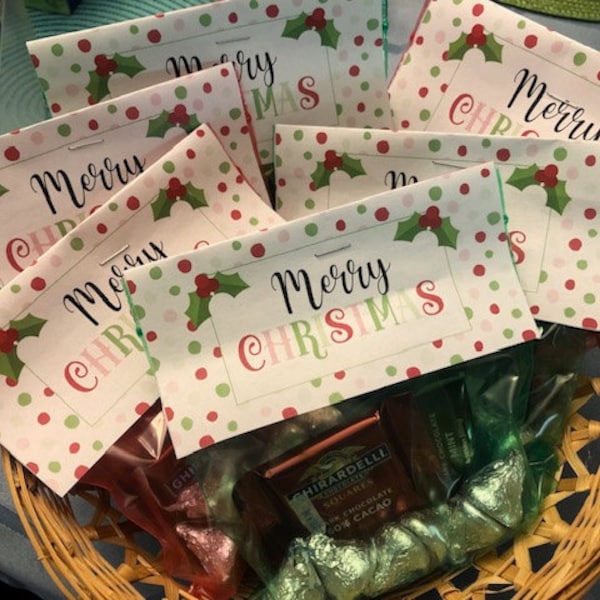 Merry Christmas Santa Cookie Bag Topper, Christmas Treat Bag Toppers ...