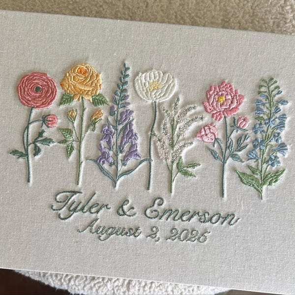 A5 Embroidered Flower Garden Guestbook/memory Book - Hardcover ...