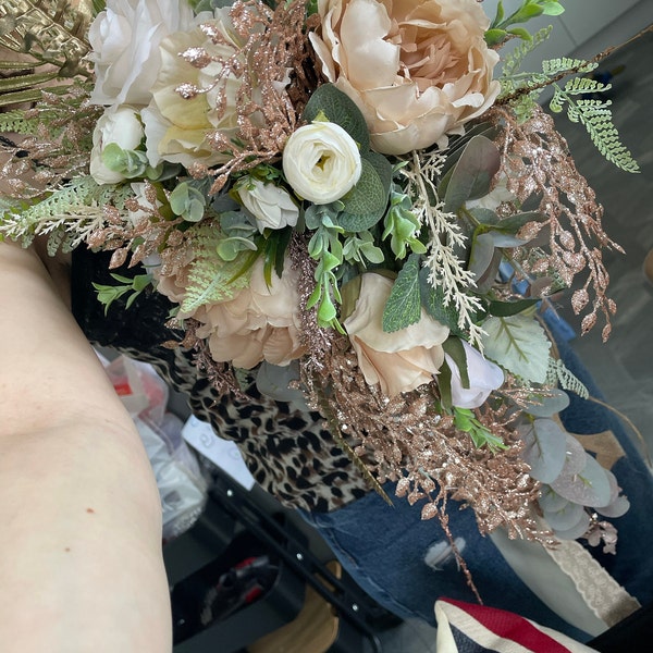 Peach and Powder Blue Birdcage Veiling Feather Fascinator, Headband ...