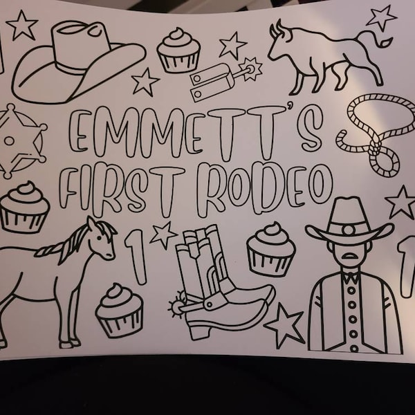 Custom My First Rodeo Coloring Pages for Kids Birthday Party ...